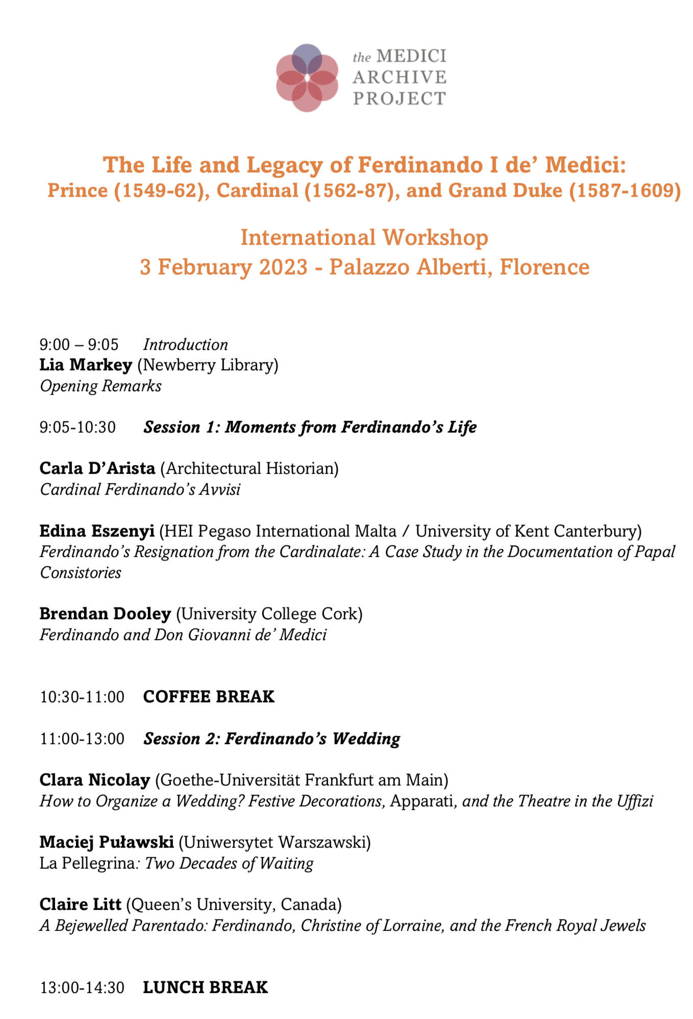 FERDINANDO I DE' MEDICI - WORKSHOP - The Medici Archive Project